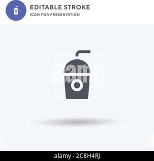 Milk Shake Icon Vektor, gefülltes flaches Zeichen, solides Piktogramm ...