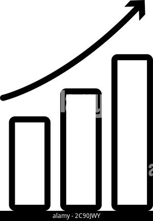 Aufsteigende Grafik-Diagramm-Symbol über weißem Hintergrund, Linien-und ...
