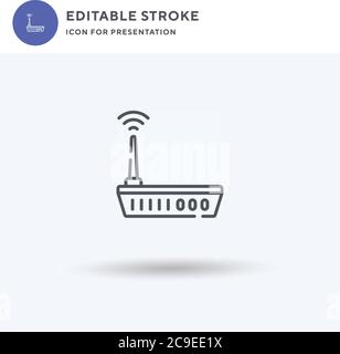 Router-Symbolvektor, gefülltes flaches Schild, einfarbig auf weiß ...