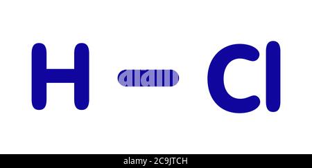 HCl. Chlorwasserstoff. Molekülmodell, die chemische Formel, Kugel-und ...