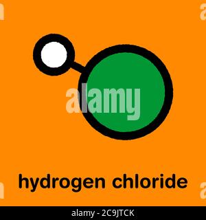 Chlorwasserstoff (HCl) Molekül, chemische Struktur. Stark korrosiven ...