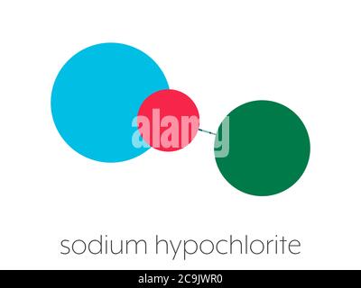 Natriumhypochlorit (NaOCl) Molekül. Wässriger Lösung wird als (Lauge ...
