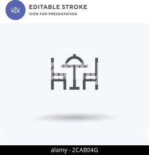 Esstisch-Symbol-Vektor, gefüllt flaches Zeichen, solides Piktogramm ...