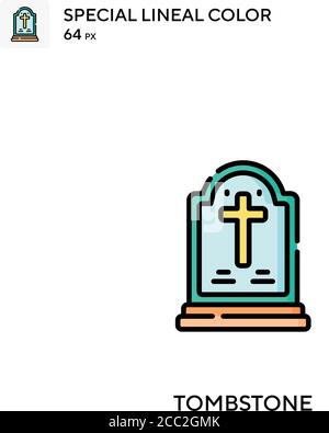 Grabstein mit RIP-farbigen flachen Symbolen in abgerundeten ...