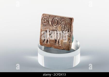 Altes Siegel des Nashorns, von Mohenjo daro, Indus Tal Zivilisation ...
