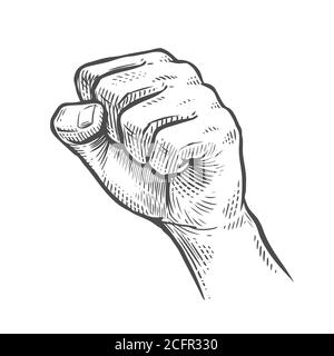 Erhobene Hand nach oben geballt in eine Faust-Symbol Cartoon Hand ...