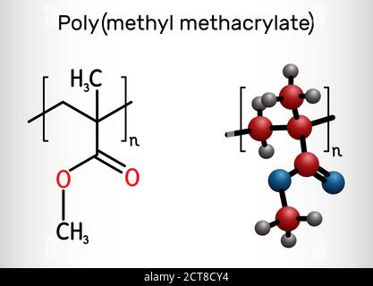 Acrylglas oder Poly(methylmethacrylat), chemische Struktur. PMMA ist ...