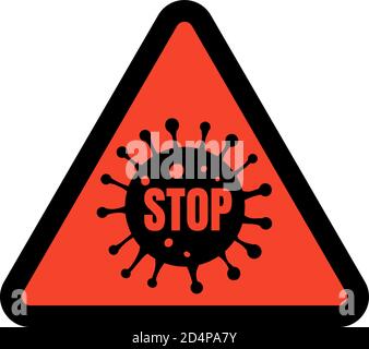 Coronavirus, durchgestrichen durch ein Stoppschild. Vektor-Cartoon-Flat ...