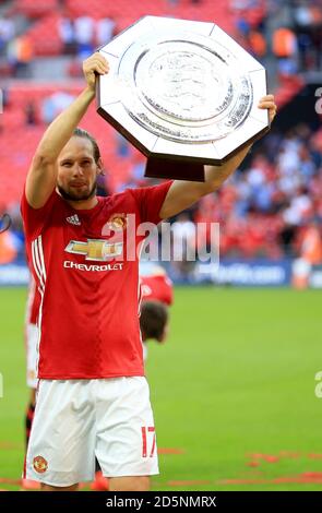 Daley Blind von Manchester United feiert nach dem letzten Pfiff des ...