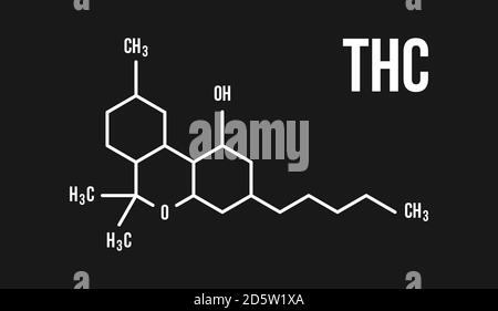 Tetrahydrocannabinol Chemie Cannabis Formel auf weißem Hintergrund ...