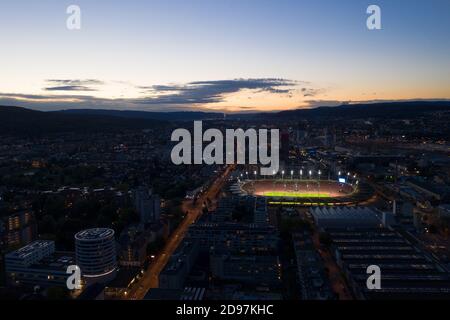 Letzigrund, das Stadion von Zürich, in dem FCZ und Grasshopper spielen ...
