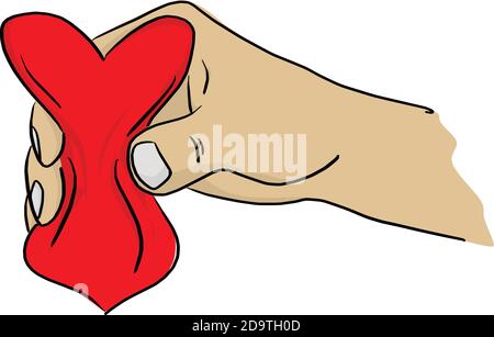 Hand quetschen rot Herz Form Vektor Illustration Skizze Doodle Hand ...