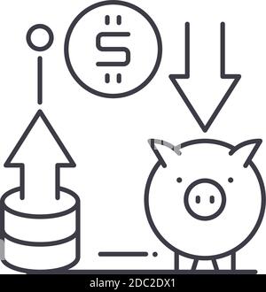 Finanzielle Vorteile Symbol, lineare isolierte Illustration, dünne ...