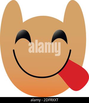 Hungriger Emoticon oder Emoji-Symbol. Lecker gelbes Smiley in flachem ...