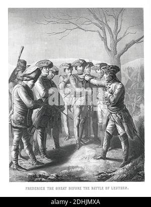 Frederick (der große) in der Schlacht von Leuthen, Illustration ...