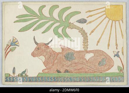 Der Ochse lag unter einer Palme, im linken Profil. Frosch, unten links ...