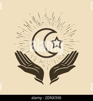 Muslimische Symbol, Symbol des Islam, Halbmond und Stern, Symbol des ...