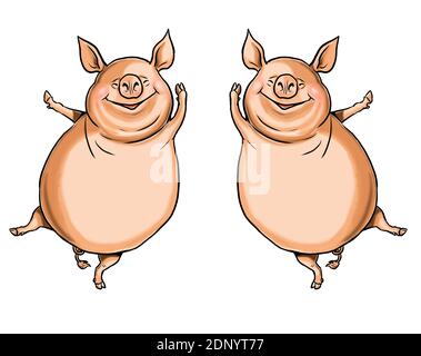 lustige Cartoon glückliches Schwein Lächeln Stockfotografie - Alamy