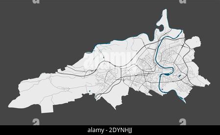 Stadtplan von Bern. Karte von Bern Stadtplan Poster. Bern ...