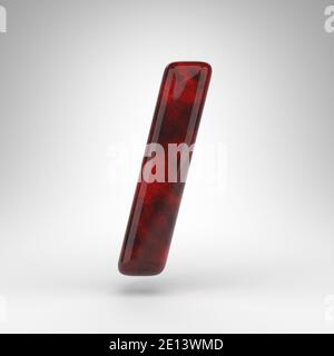Rotes 3d-Schrägstrich-Symbol. Glänzend rot metallic Zeichen auf Stein ...
