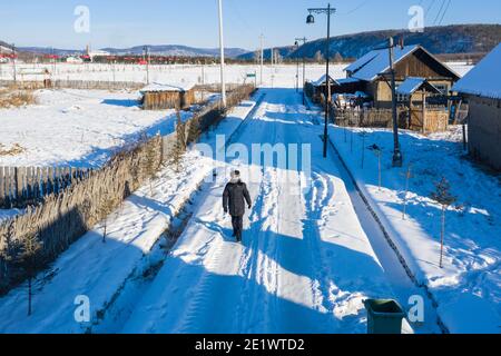 Mohe. Januar 2021. Luftaufnahme vom 9. Januar 2021 zeigt einen ...