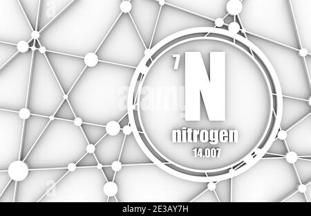 Stickstoff N chemische Element. Stickstoff Schild mit der Ordnungszahl ...