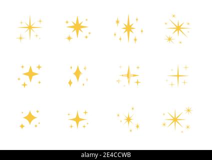Gelb funkelt Symbole Vektor. Der Satz von ursprünglichen Vektor-Sterne ...