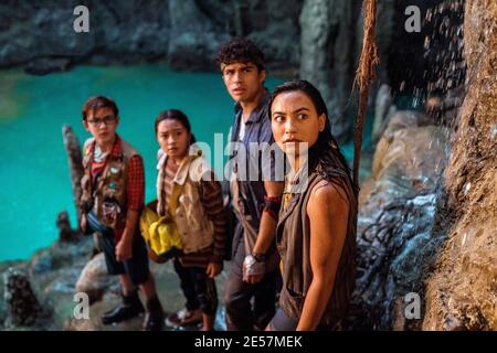 FINDING OHANA, von links: Owen Vaccaro, Alex Aiono, Lindsay Watson, Kea Peahu, 2021. ph ...