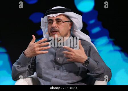 Amin Nasser, President and CEO of Saudi Aramco, attends a meeting ...