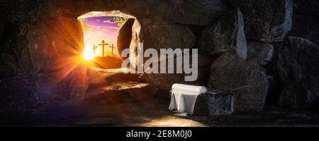 Auferstehung Jesu Grab grab Kreuz Kreuzigung Konzept Foto mount Stockfotografie - Alamy