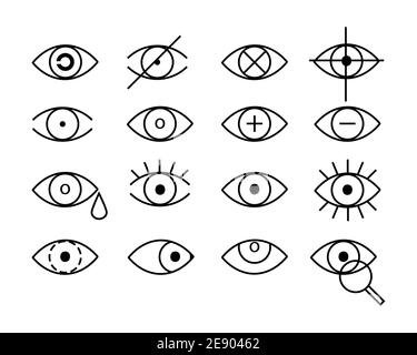 Offene und geschlossene Augen. Einfache Gliederung eye Icon Set, vision ...