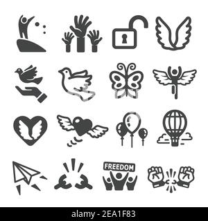 Freiheit, Freiheit, frei-Symbol. Hand erhobene Faust, Pausen fesseln ...