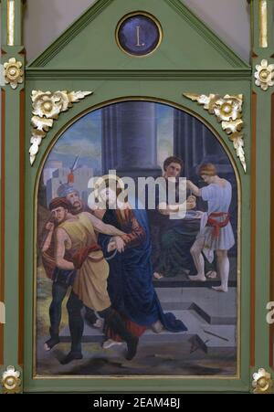 1. Kreuzweg, Jesus wird zum Tode verurteilt, Pontius Pilate wäscht ...