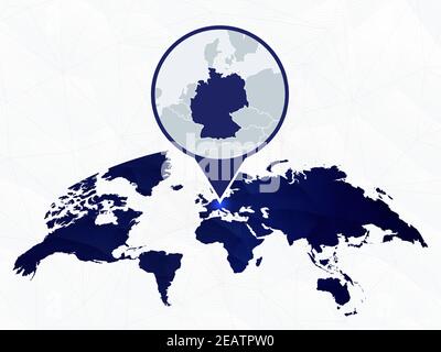 Die Karte von Deutschland ist Blau auf der Karte Europas hervorgehoben ...