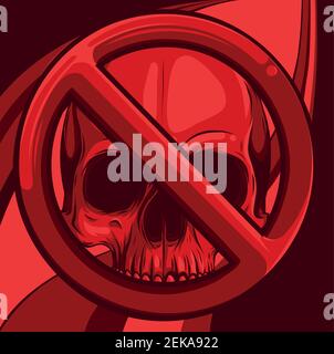 Stop Tod Skelett. Verboten Red Road Sign. Keine Schädel und Knochen ...