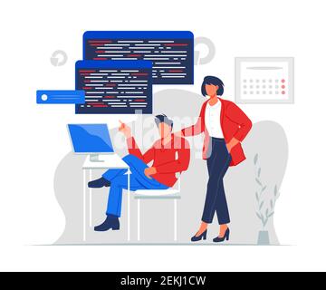 Software-Test Kurs isoliert Cartoon-Vektor-Illustrationen. Junge ...