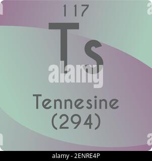 Tennessine, TS, Periodenelement mit Name, Symbol, Atomzahl und Gewicht ...
