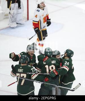 Minnesota Wild left wing Matt Boldy takes a shot during Game 5 of an ...