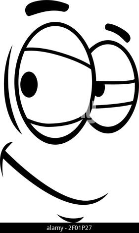 Emoji mit Grinsen Lächeln isoliert Linie Kunst Smiley. Vektor grinsend ...