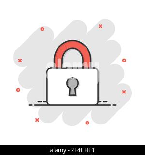 Vektor cartoon Schlosssymbol im Comic-stil. Sperren, Entsperren ...