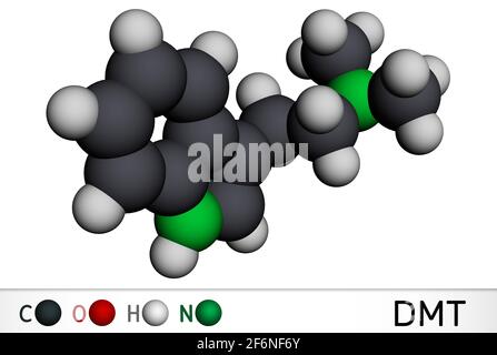 N,N-Dimethyltryptamin, Dimethyltryptamin, DMT-Molekül. Es ist Tryptamin ...