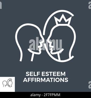Selbstwertgefühl Affirmationen Linie Symbol, Umriss Symbol, Vektor ...