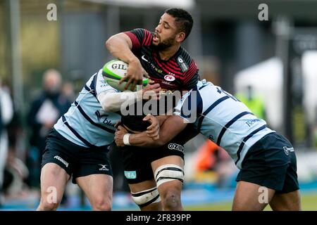 Andy Christie von Saracens mit dem Ball beim Investec Champions Cup ...