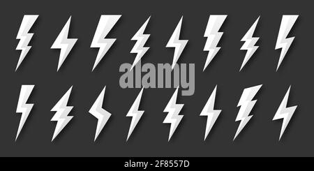 Blitzschlag Icons Kollektion. Blitz-Symbol, Donnerkeil. Einfaches ...
