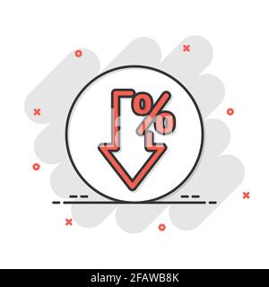 Pfeil-Symbol im Comic-Stil ablehnen. Verringern Cartoon Vektor ...