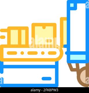 Autoloading in LKW Großhandel Liniensymbol Vektor. Autoloading in LKW ...