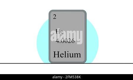 3D-Illustration - Helium. Element des Periodensystems des Mendelejew ...