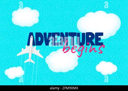 Reisen Schriftzug Abbildung. Text für Travel Inspiration. Zeit ...