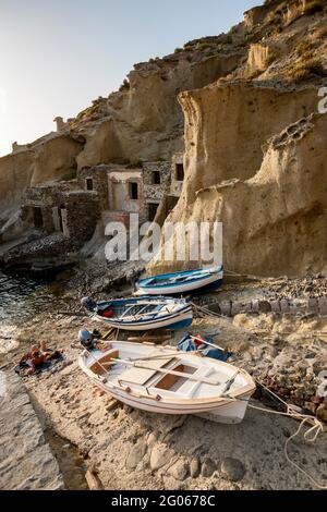 Pollara Strand, Tuff Klippe, Boote, Salina Insel, Äolischen Inseln ...