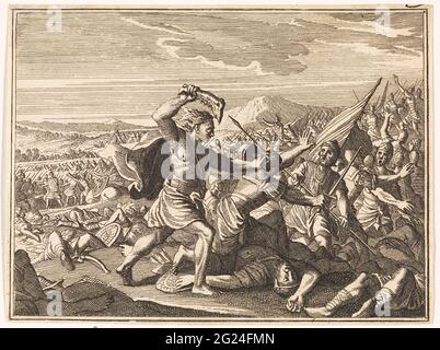 Simson schlägt die Philister mit einem Eselkiefer, Antonie Wierix (II ...